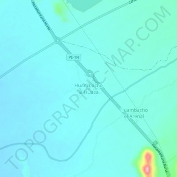 Mapa topográfico Huambacho la Huaca, altitud, relieve