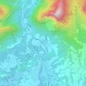 Mapa topográfico Peron, altitud, relieve