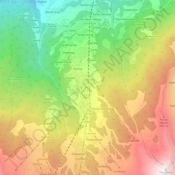 Mapa topográfico Pila, altitud, relieve
