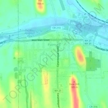 Mapa topográfico Village of Palmyra, altitud, relieve
