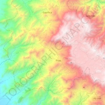 Mapa topográfico Frías, altitud, relieve