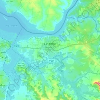 Mapa topográfico Municipio de Candelaria, altitud, relieve