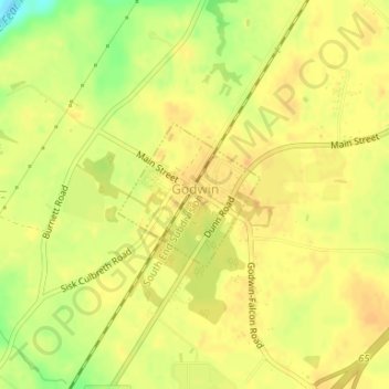 Mapa topográfico Godwin, altitud, relieve