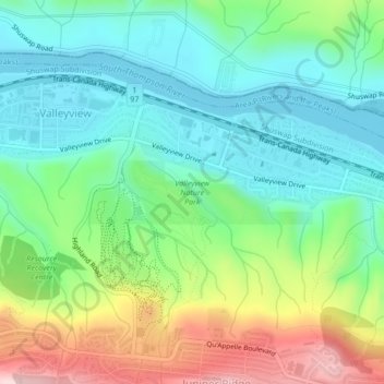Mapa topográfico Valleyview Nature Park, altitud, relieve