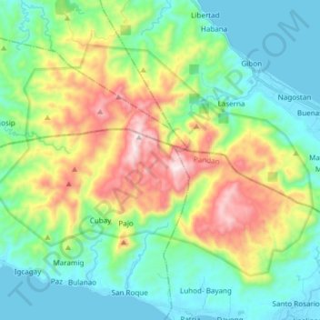 Mapa topográfico Northwest Panay Peninsula Natural Park, altitud, relieve