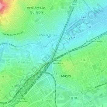 Mapa topográfico La Coulée Verte, altitud, relieve